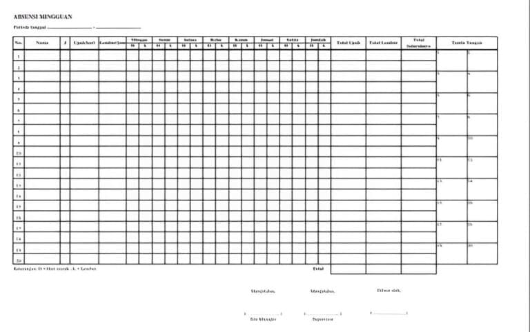 Contoh Absensi Karyawan Bulanan Excel dengan Template Gratis