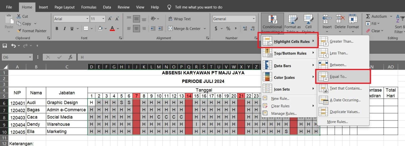 Contoh Absensi Karyawan Bulanan Excel dengan Template Gratis